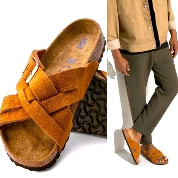 Birkenstock | Shoes | Birkenstock Lugano Suede Strap Sandals Mens Nib ...